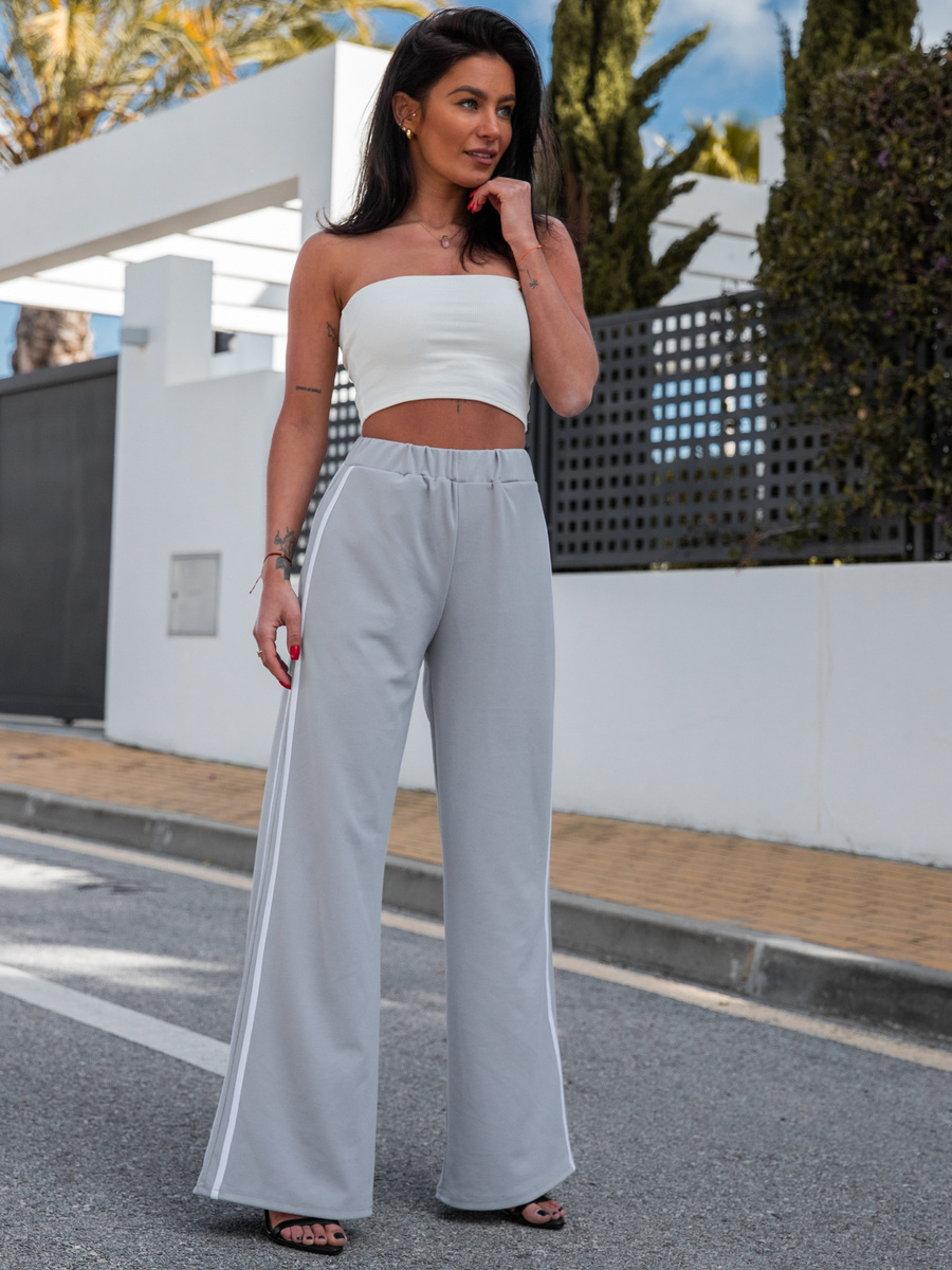 Luźne SPODNIE z kontrastowymi lampasami szare E42 k01 | Sklep ...